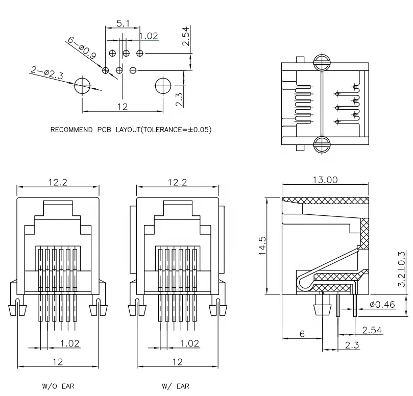 Modular Jack RJ12 6P6C